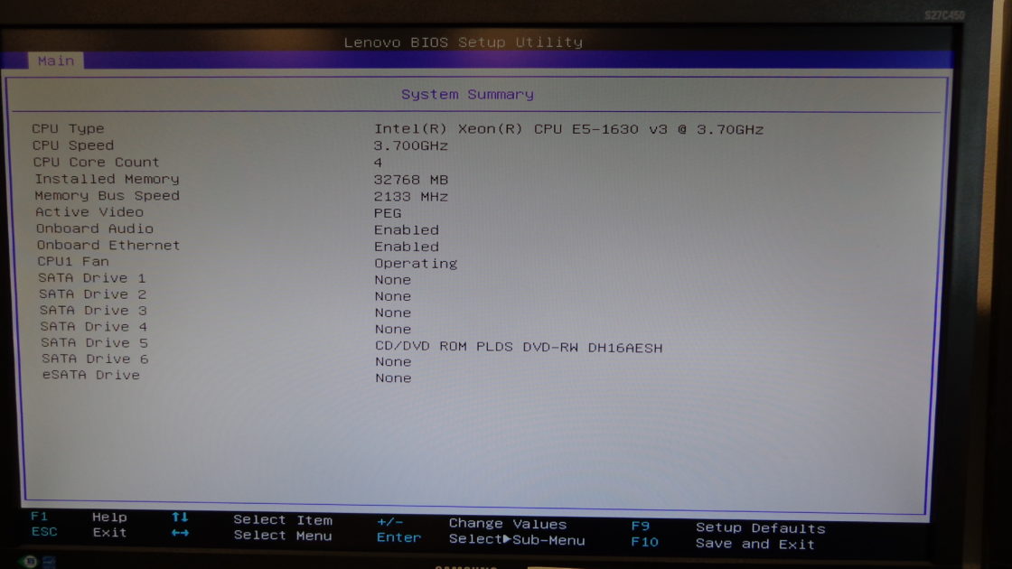 Fixing Lenovo ThinkStation M-2 Boot Disc 5a – BIOS Main tab System ...