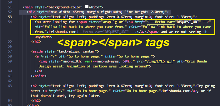 use span tags to make long URIs wrap and not break off the page | Kris ...
